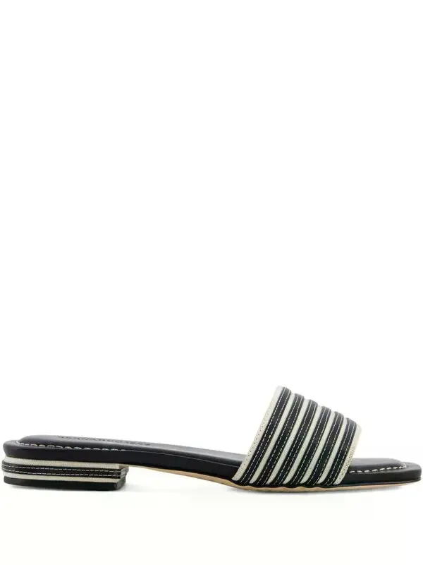 Bernardo Myko Striped Flat Slides - Black