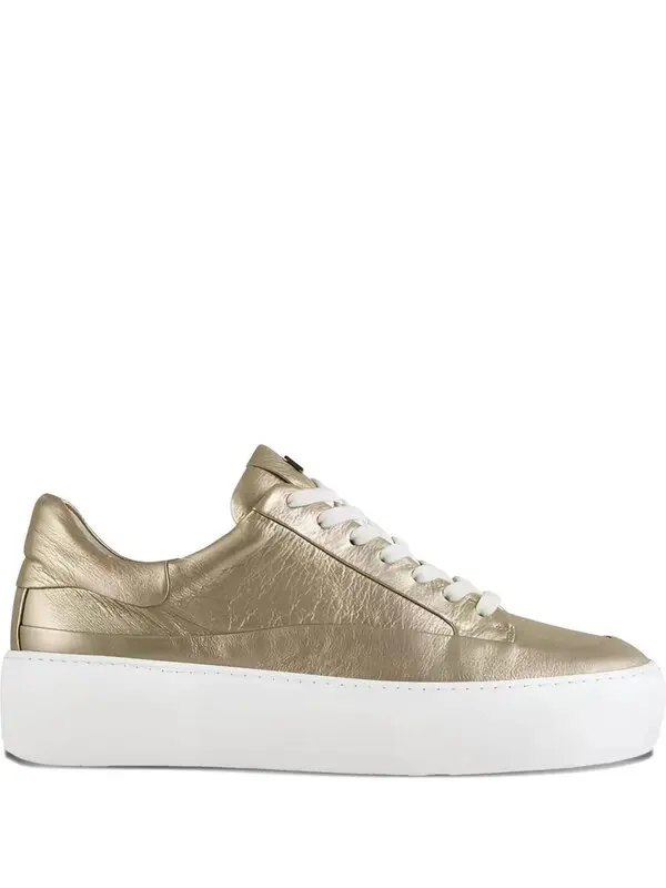 HOGL Illusion Metallic Leather Platform Sneakers - Gold