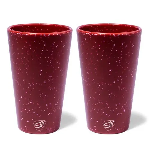 SILIPINT Speckled Silicone Pint Glasses 2 Pack - Red