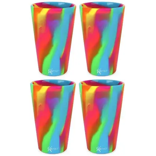 SILIPINT Silicone Pint Glasses 4 Pack 16oz