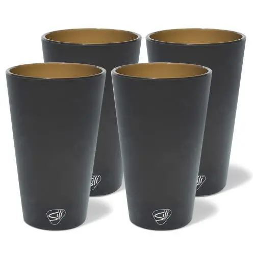 SILIPINT Pint Glasses 4 Pk Smoke