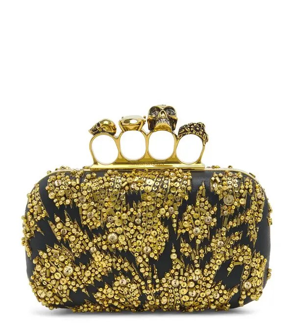 Alexander McQueen Embellished Skull Knuckle Clutch - Metallic