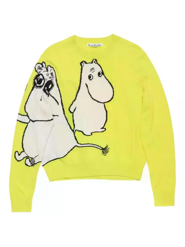 Acne Studios Cartoon-print Knitted Jumper - Yellow