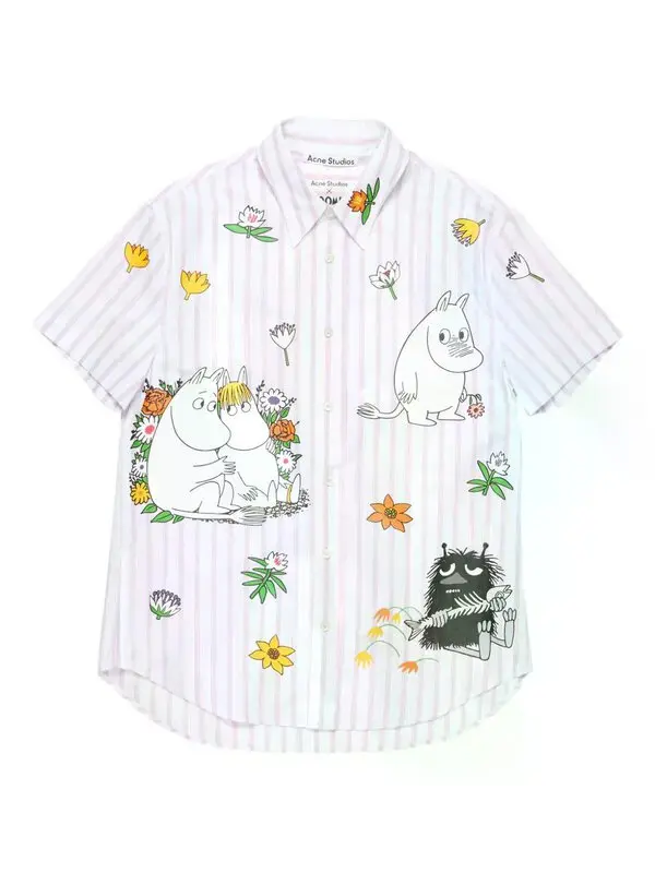 Acne Studios Graphic-print Striped Shirt - White