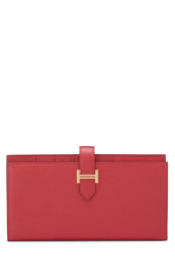 Hermès Rouge Tomate Epsom Bearn Soufflet Wallet - Red
