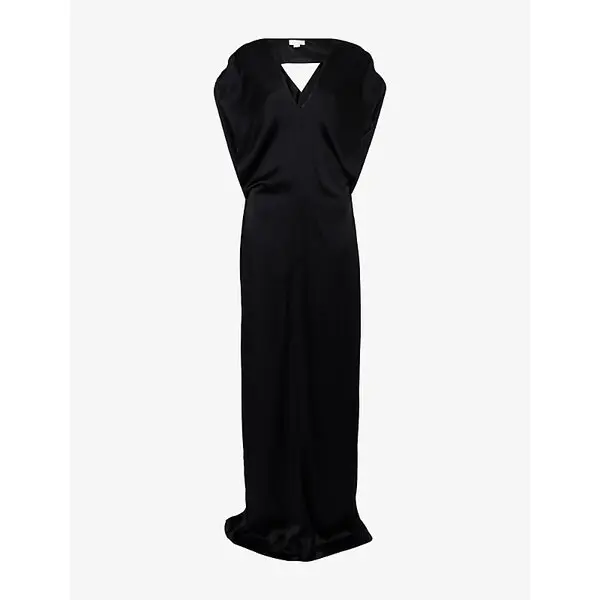 Stella McCartney Draped V-neck Woven Gown - Black
