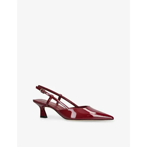 STUART WEITZMAN Vinnie 50 Patent-leather Slingback Courts - Red/dark