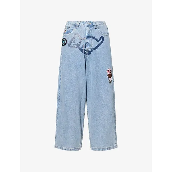 ICECREAM Running Puppy Triple Scoop Wide-leg Denim Jeans