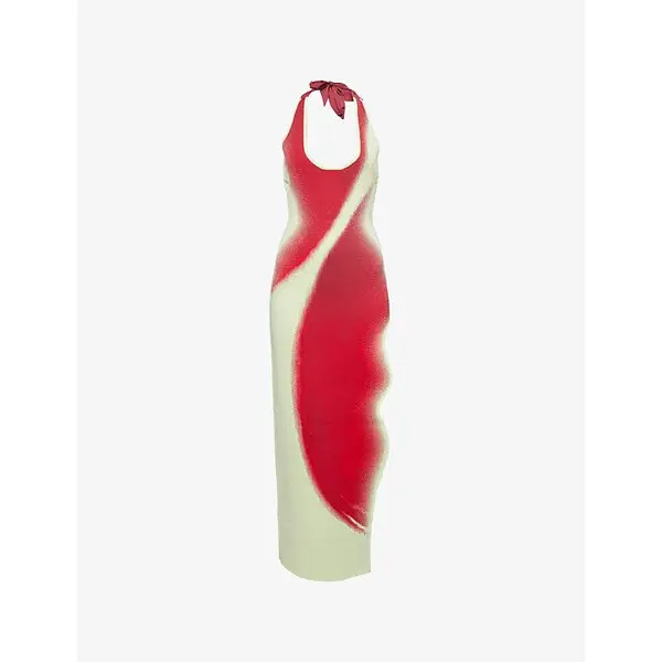 Ph5 Halterneck Knitted Midi Dress - Cherry Red