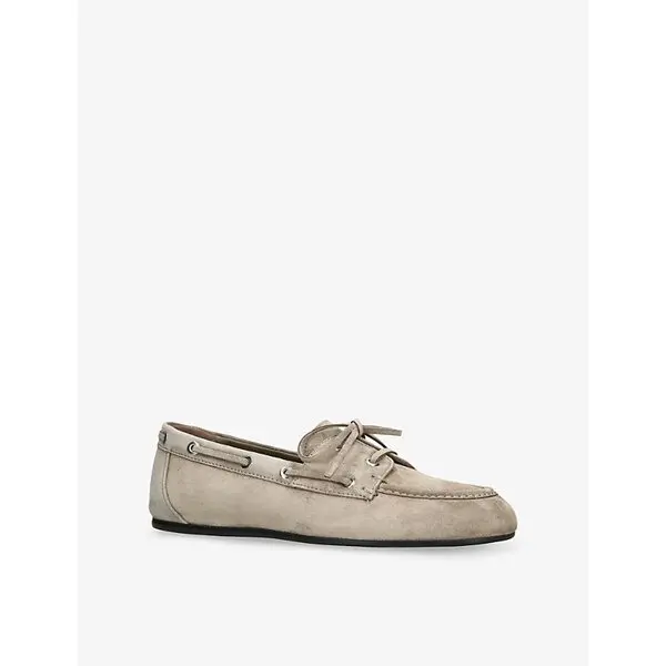 STUART WEITZMAN Tinsley Suede Moccasins - Taupe Comb