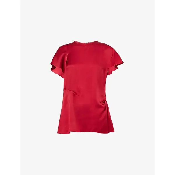 Victoria Beckham Draped Short-sleeves Woven Top - Rose