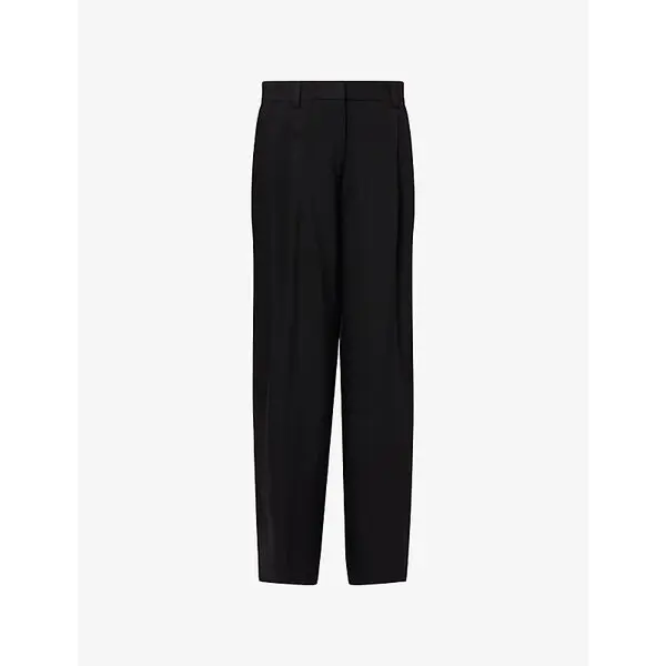 TOTÊME Pleated Wide-leg Woven Trousers - Black