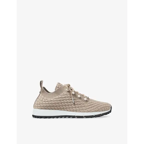 JIMMY CHOO Veles Diamond-texture Knitted Low-top Trainers