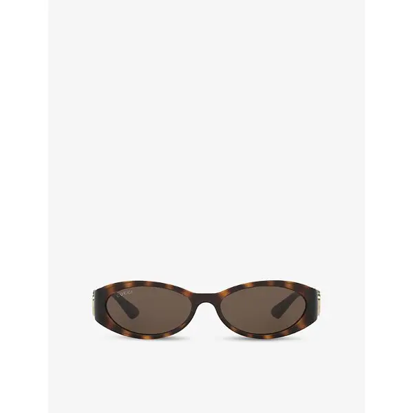 Gucci Oval-frame Acetate Sunglasses - Brown