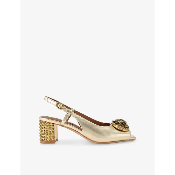 Kurt Geiger Metallic Leather Block-heel Slingback Sandals