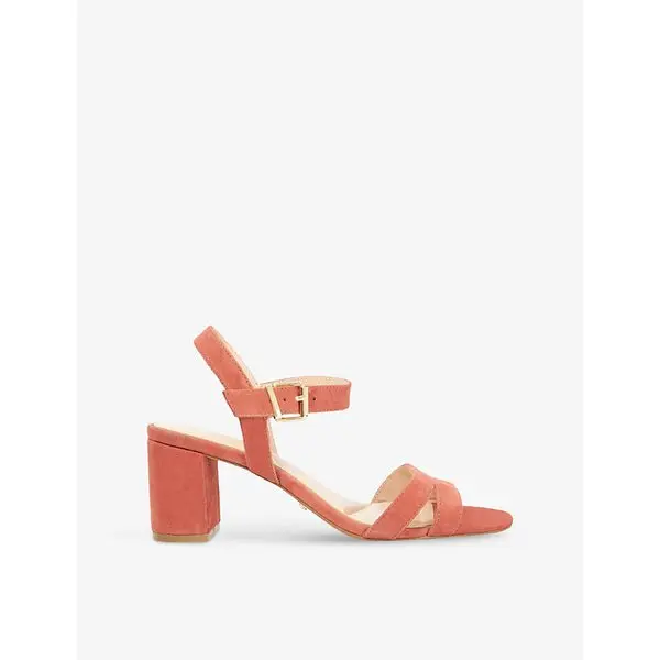 DUNE Suede Block-heel Sandals - Coral Suede