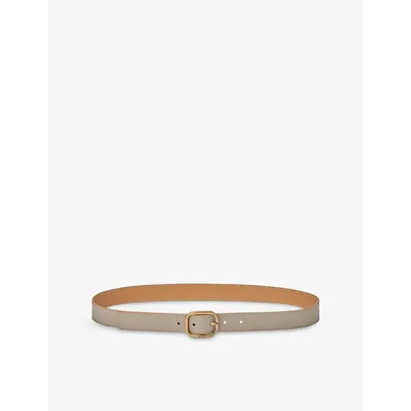 Loewe Rounded-buckle Leather Belt - Clay/gold