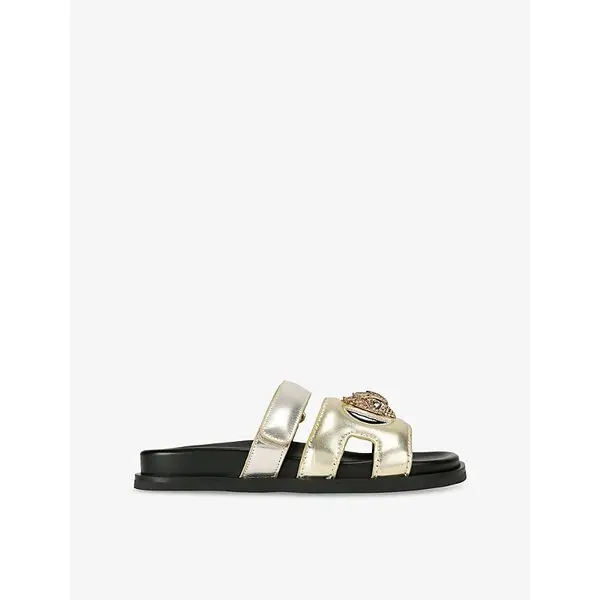 Kurt Geiger Eagle Cut-out Metallic-leather Sandals - Gold Comb