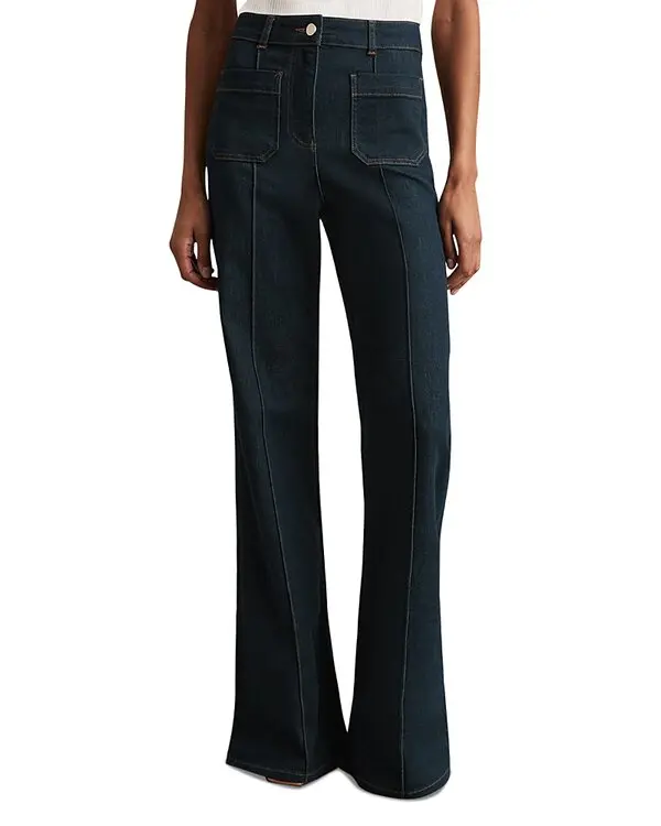 REISS High-rise Flare Jeans - Dark Blue
