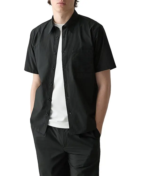 Theory Noll Short Sleeve Shirt In Soft Lawn - Black