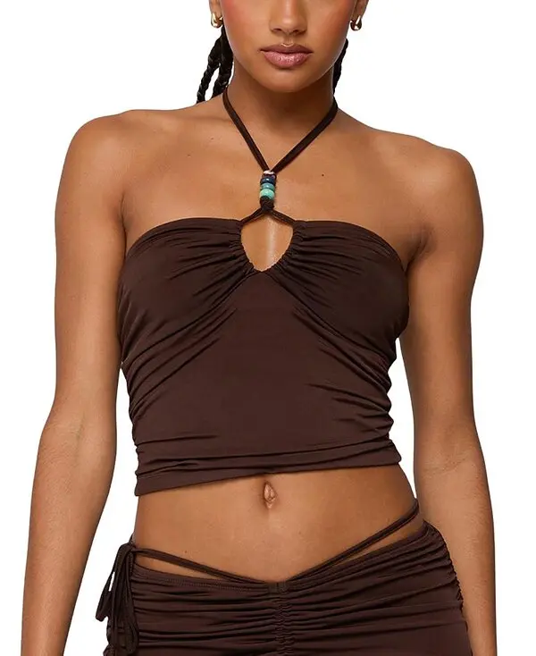 EDIKTED Beaded Halter Top