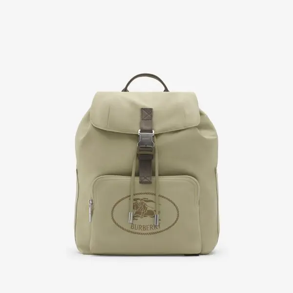 Burberry Equestrian Knight Stamp Flap Backpack - Light Beige