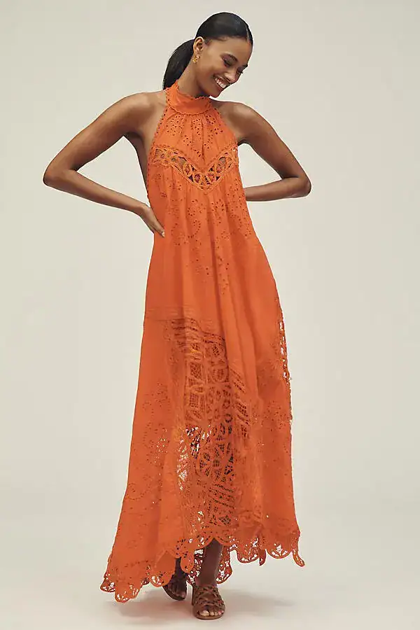 chinese dress ladies New Anthropologie Red "Rubied Lace Dress" by Moulinette Soeurs, Size 1   The Mustard Dandelion