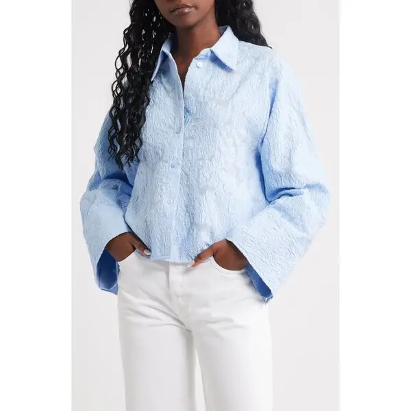 & Other Stories Cotton Blend Jacquard Button-up Shirt