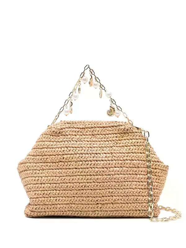 SELF-PORTRAIT Charm-detail Raffia Clutch
