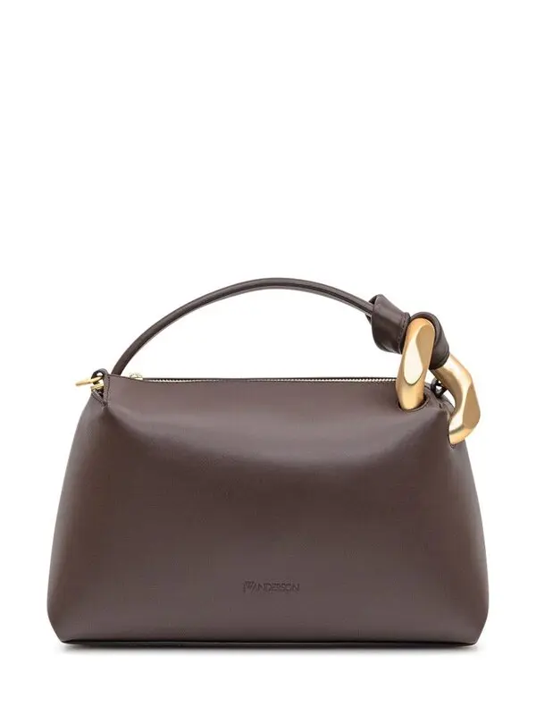 JW Anderson Leather Bag With Twisted Handle And Chain Strap - Brown