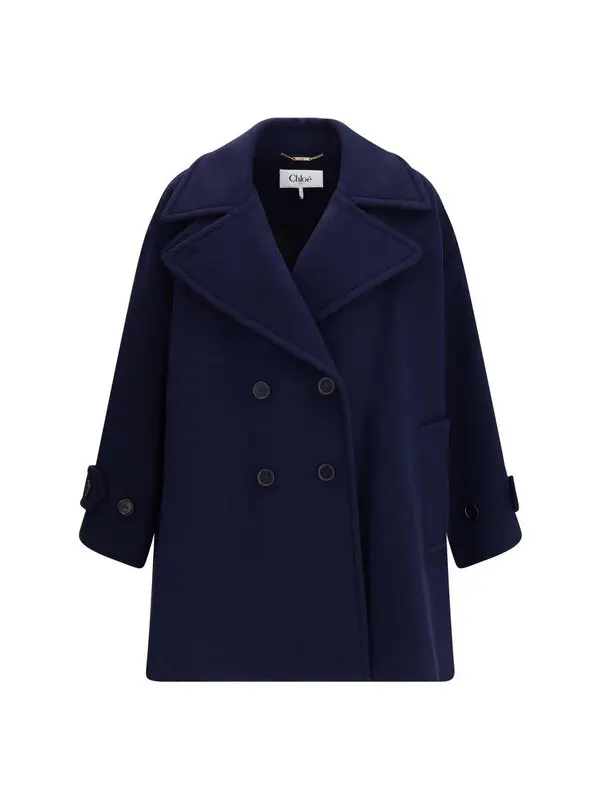 Chloé Oversized Wool Double-breasted Coat - Blue