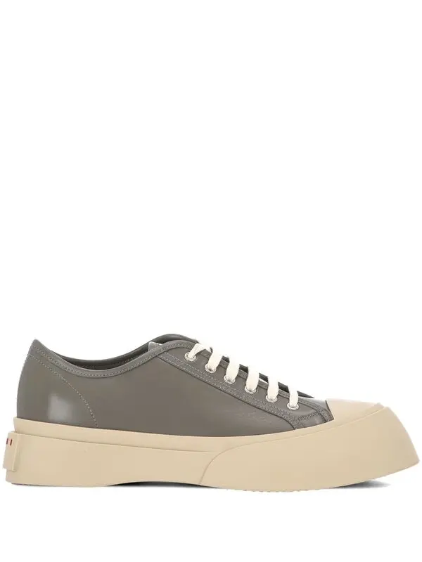 Marni Lace-up Leather Sneakers - Grey