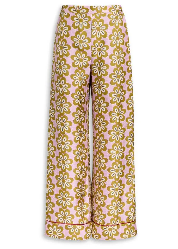 La DoubleJ Printed Silk-twill Pyjama Trousers - Multicoloured