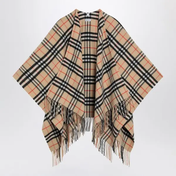 Burberry Check Pattern Wool And Cashmere Cape