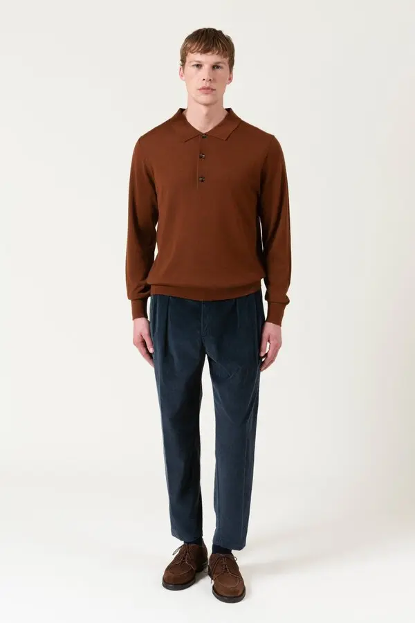 AUTORE Brando Cotton Velvet Effect Trousers - Blu