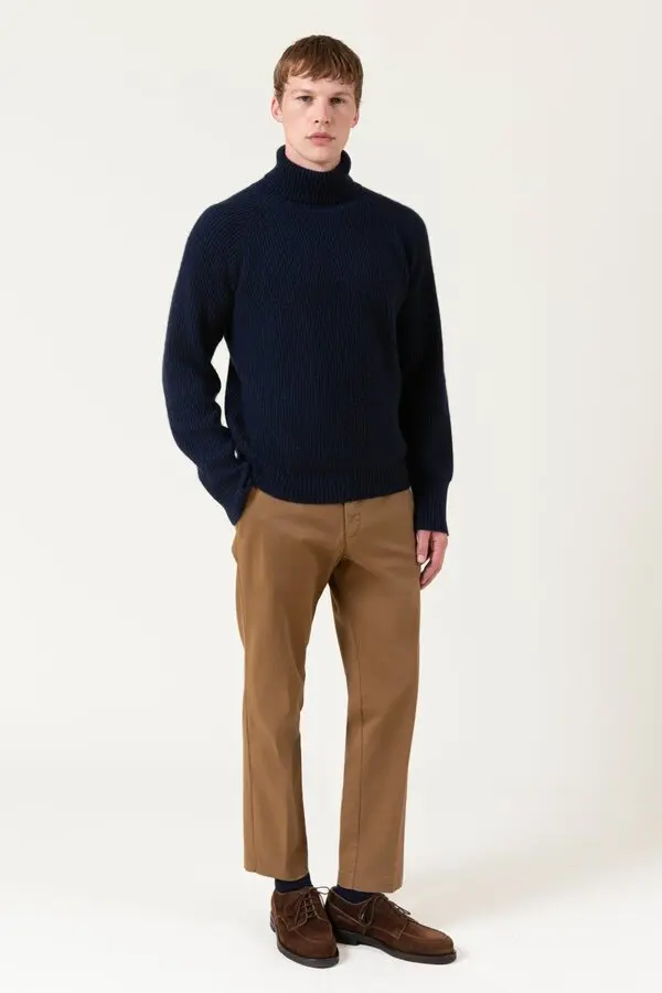 AUTORE Gregory Fine Knit Turtleneck Sweater - Blu Notte