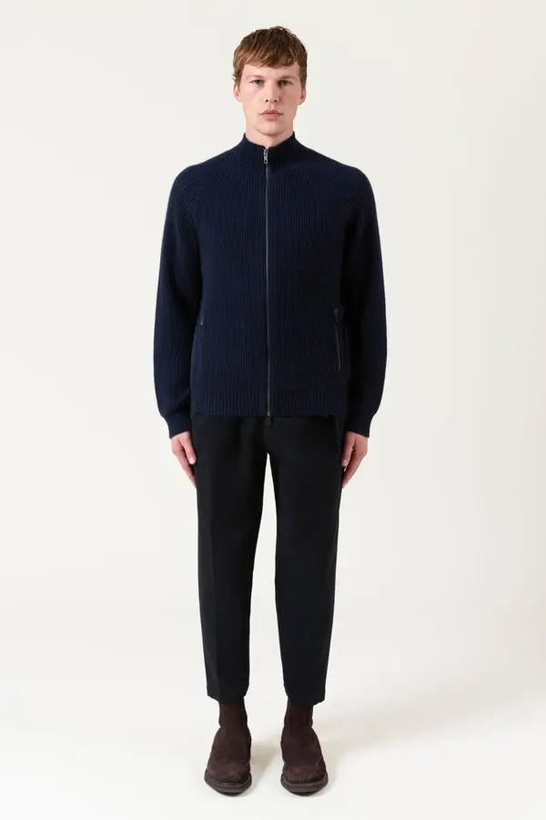 AUTORE Grant Wool And Cashmere Cardigan - Blu Notte