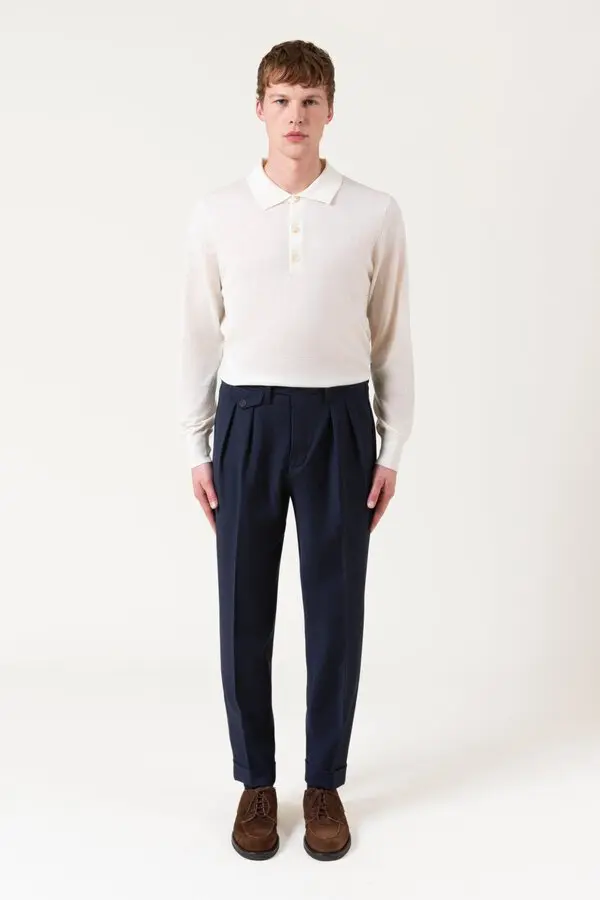 AUTORE Douglas Merino Wool Knit Polo - Avorio