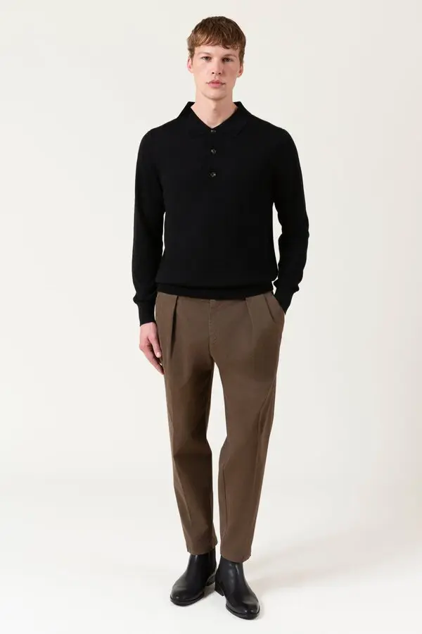 AUTORE Douglas Merino Wool Polo Shirt - Nero