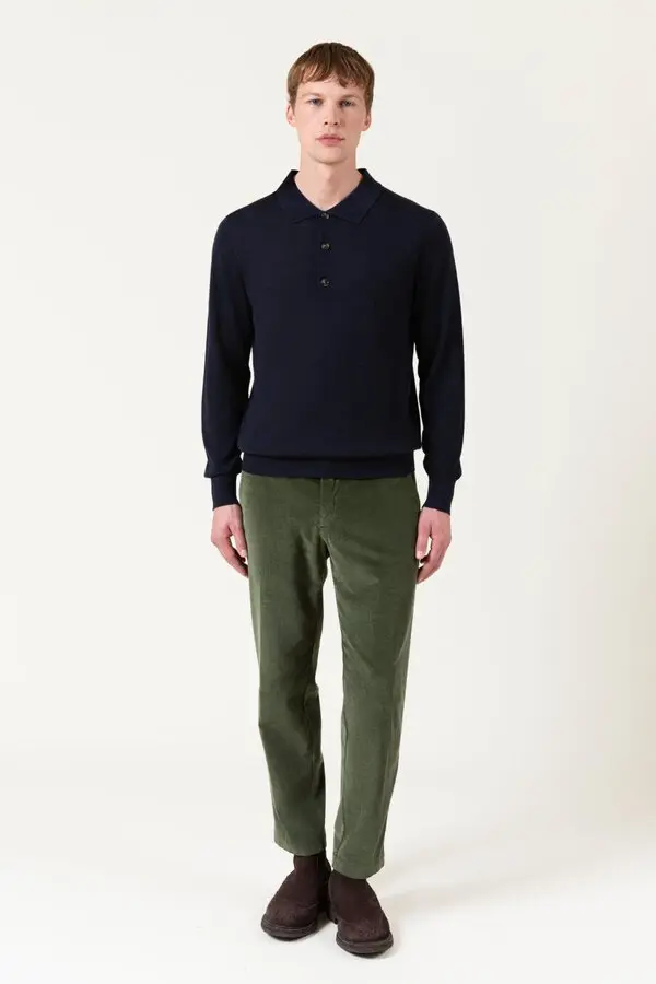 AUTORE Douglas Merino Wool Polo Shirt - Blue