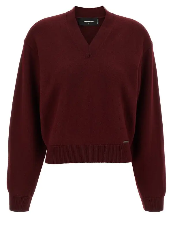 Dsquared2 Cropped Wool Sweater - Bordeaux