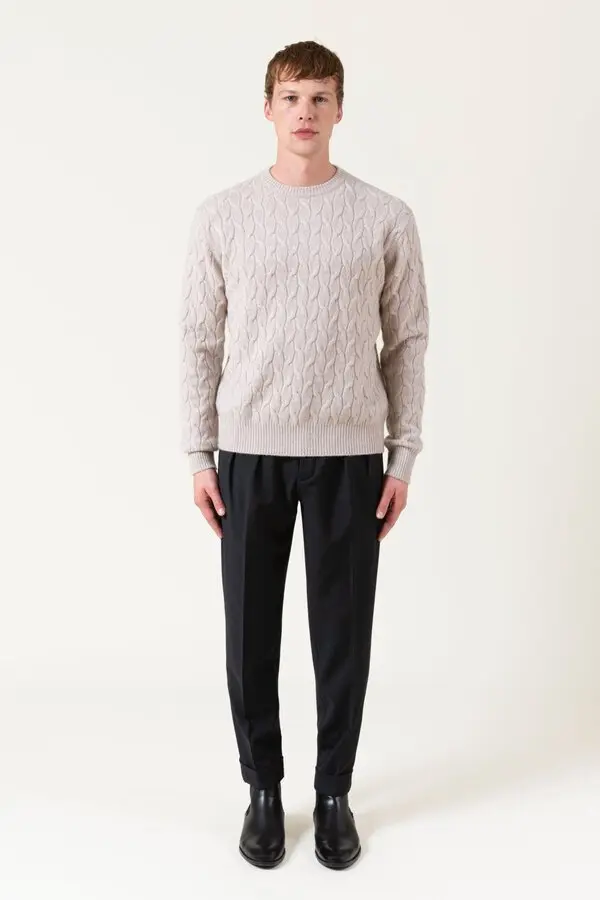 AUTORE Crewneck Sweater In Wool And Cashmere - Beige