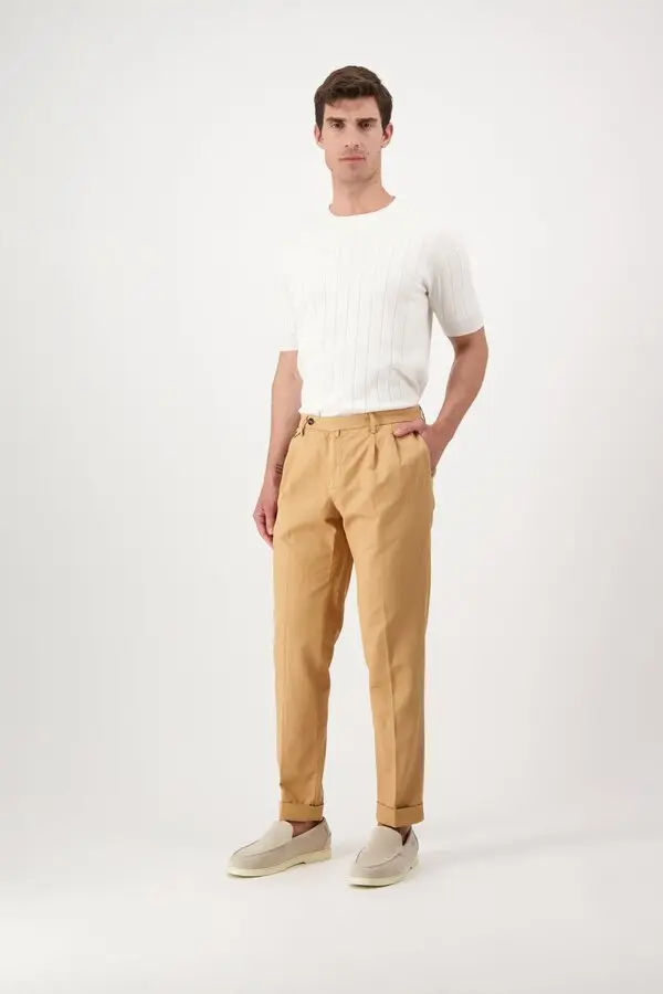 AUTORE Bg02 Cotton-linen Chino Trousers