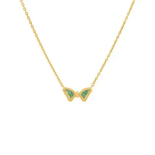 KARMA AND LUCK Amazonite Butterfly Gold Necklace