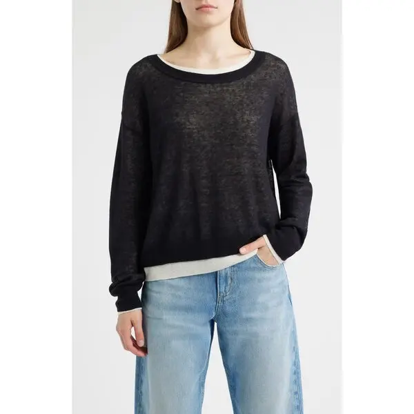 Hugo Boss Contrast Wool-blend Sweater - Monochrome Overlay