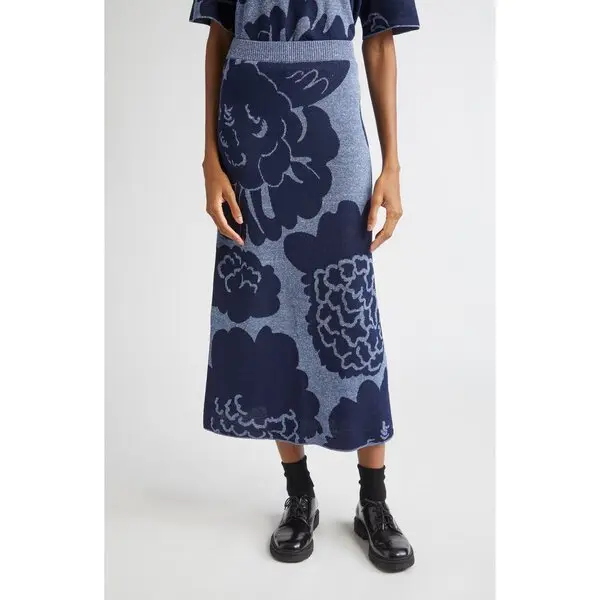 Marimekko Sivellys Pioni Linen Blend Sweater Skirt