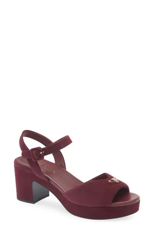 Prada Logo Platform Sandal - Bordeaux