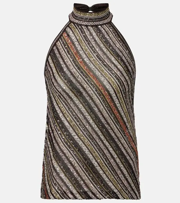 Missoni Striped Sequined Halterneck Top - Multicoloured