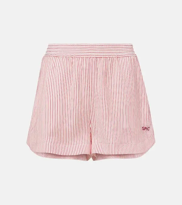 Stella McCartney Striped Silk Shorts - Red