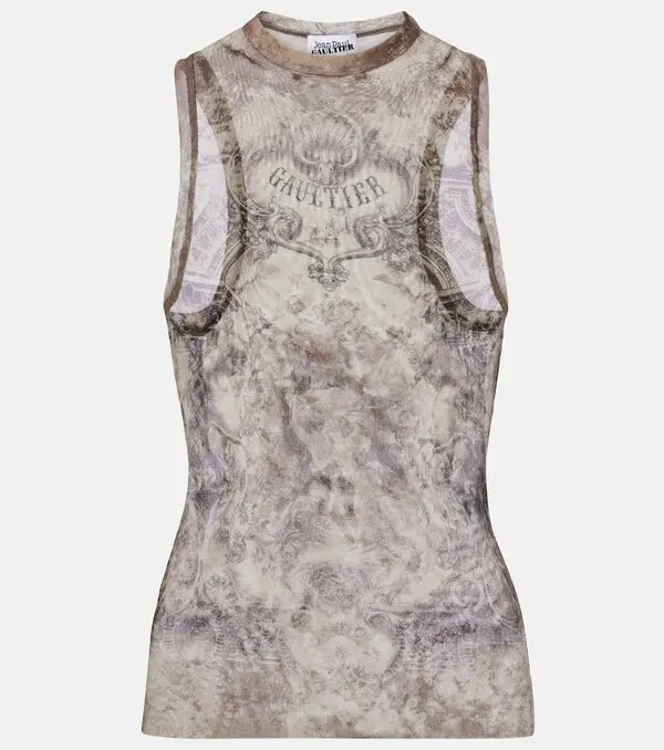 Jean Paul Gaultier Médallion Printed Mesh Tank Top - Beige